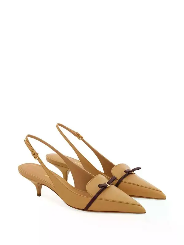 FERRAGAMO 40mm Pointed Bow Slingback - Brown