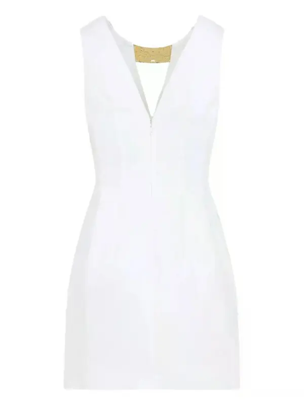 Elisabetta Franchi Mini Dress In Gabardine Fabric With Jewel Detail - White