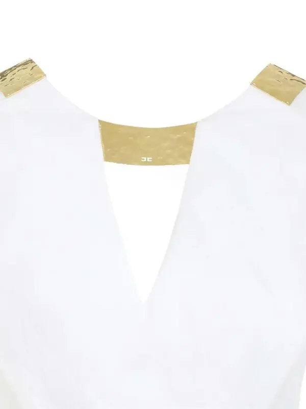 Elisabetta Franchi Mini Dress In Gabardine Fabric With Jewel Detail - White