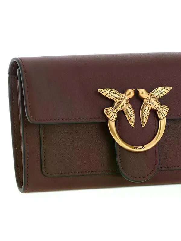 Pinko Love Simply Metallic Buckle Flap Wallet - Brown
