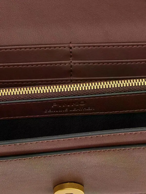 Pinko Love Simply Metallic Buckle Flap Wallet - Brown