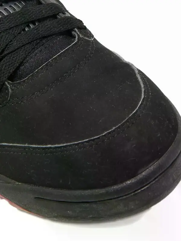 JORDAN Air 5 Nubuck Leather Sneakers - Black