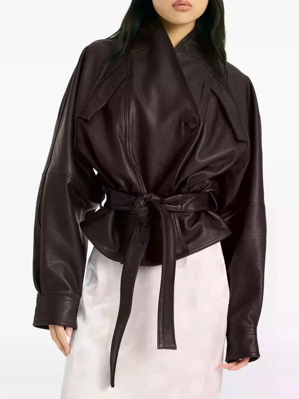ROTATE BY BIRGER CHRISTENSEN Leather Bomber Jacket