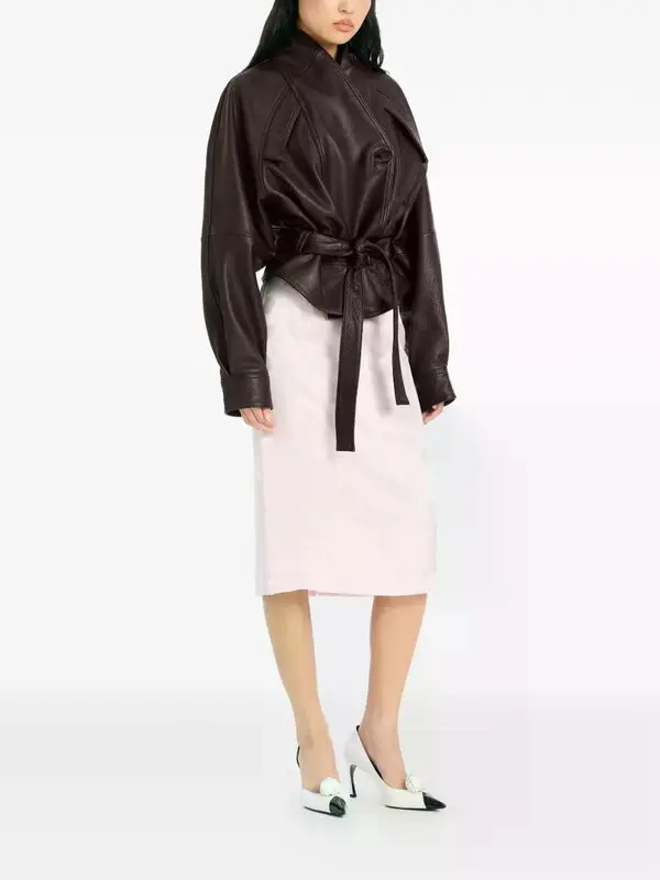 ROTATE BY BIRGER CHRISTENSEN Leather Bomber Jacket