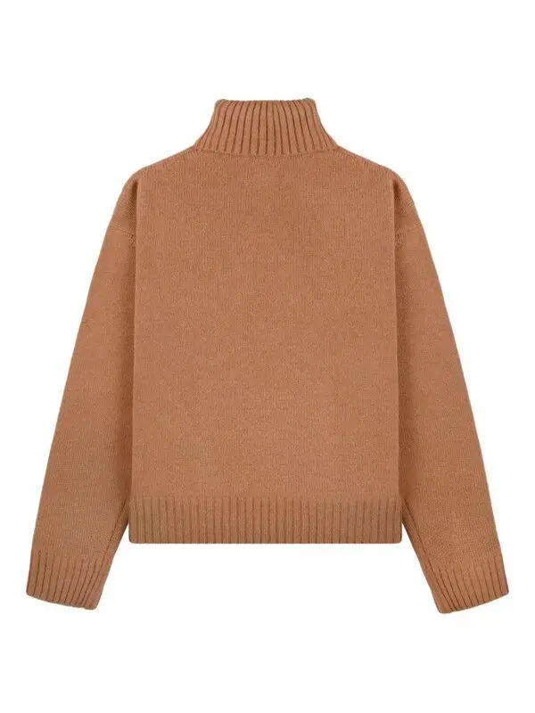 SPORTY & RICH Src Turtleneck Logo-embroidered Sweater - Brown