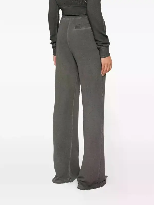 DIESEL® Cotton Wide Leg Sweatpants With Rhinestone Embellishment - Grey