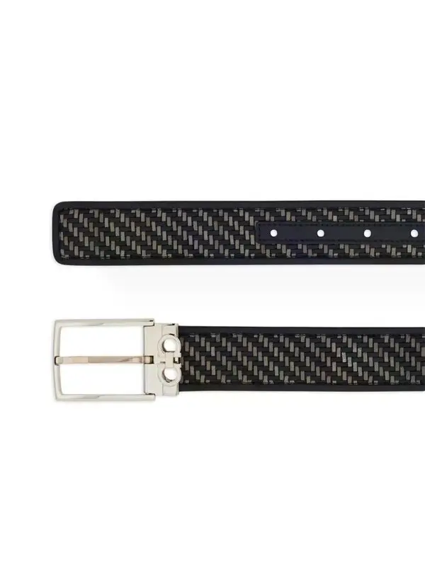 FERRAGAMO Leather Belt With Geometric Buckle