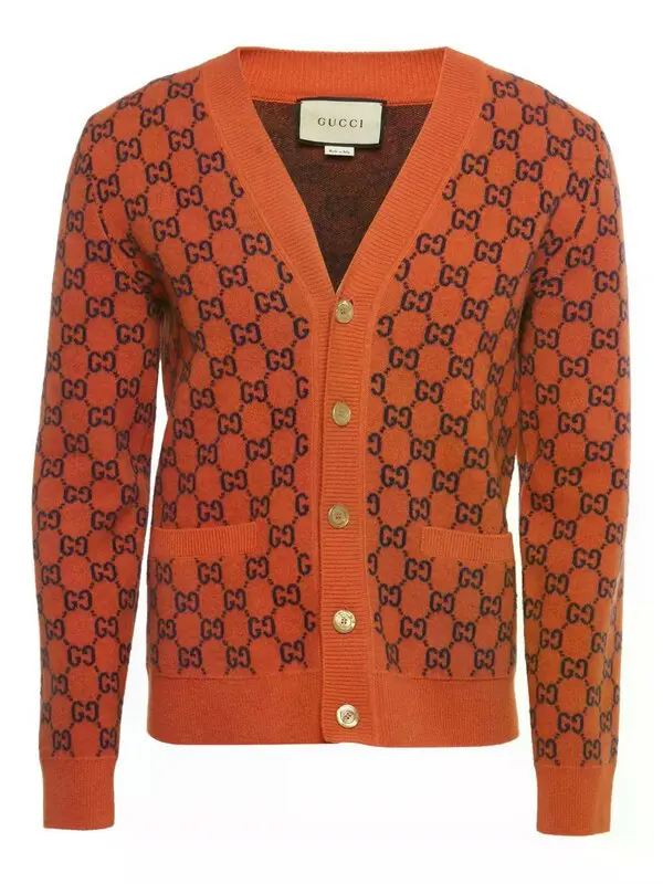Gucci Gg Jacquard Button-down Cardigan - Orange