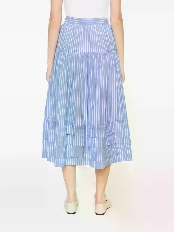 DÔEN Striped Tiered Midi Skirt