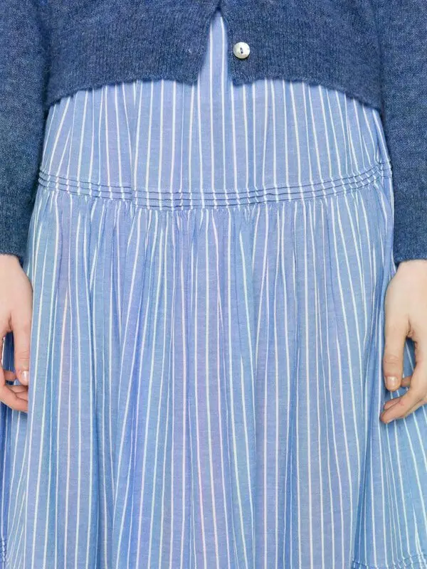 DÔEN Striped Tiered Midi Skirt