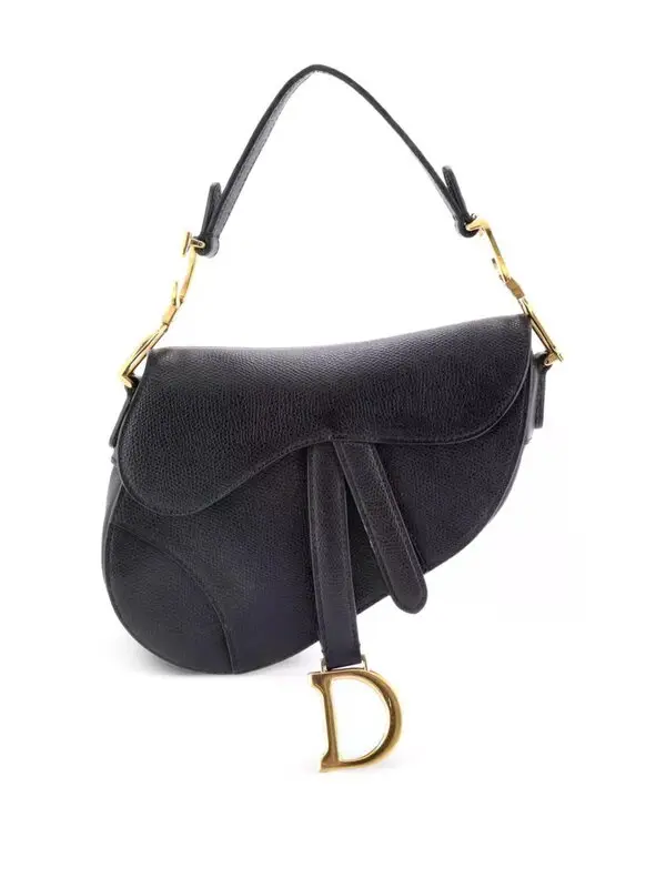 Dior Saddle Handbag Leather Mini Shoulder Bag - Black