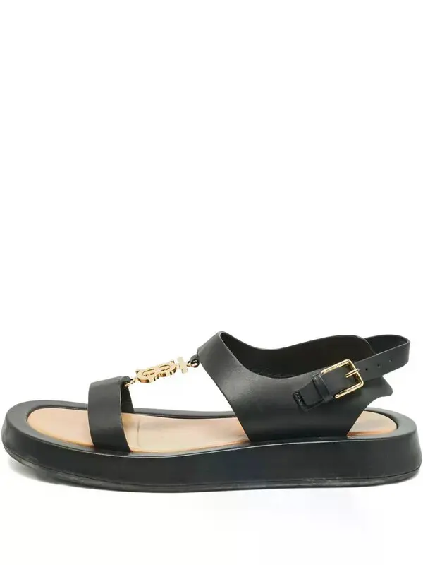 Burberry Leather Logo Slingback Sandals