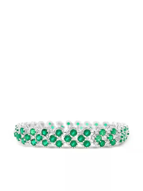 HYT JEWELRY Emerald And Diamond Bracelet - Silver