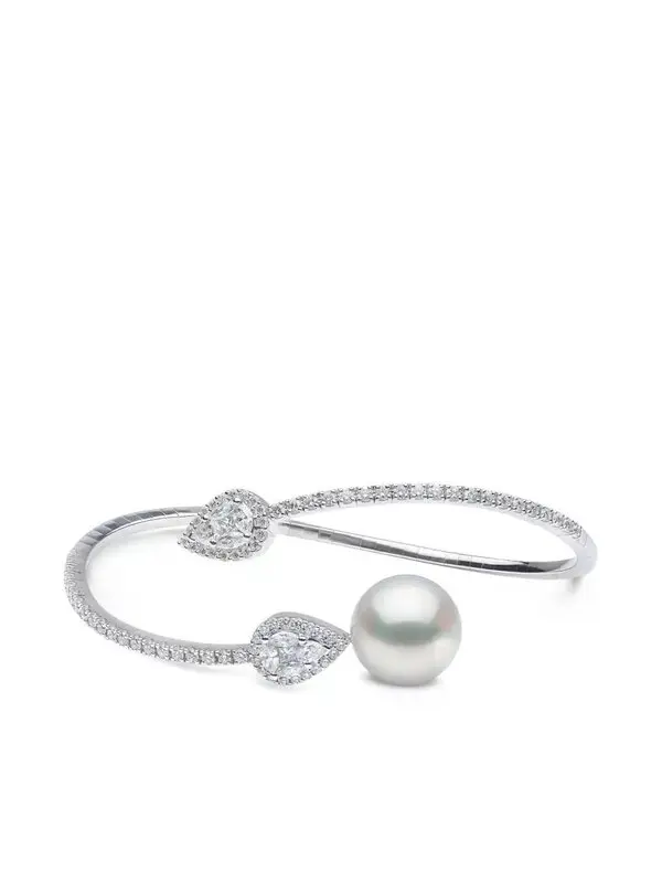 Yoko London Starlight Pearl And Diamond Bangle - Silver