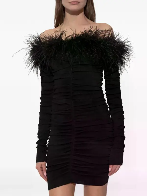 SELF-PORTRAIT Feather Ruched Mini Dress