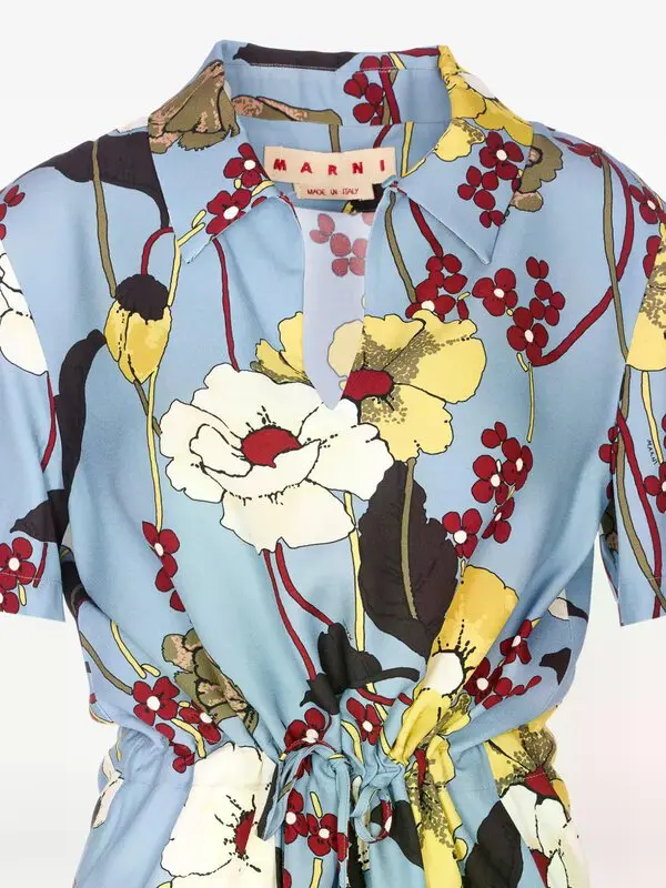 Marni Floral Print V-neck Midi Dress - Blue