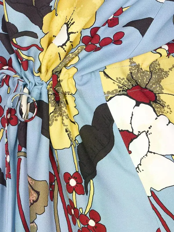 Marni Floral Print V-neck Midi Dress - Blue