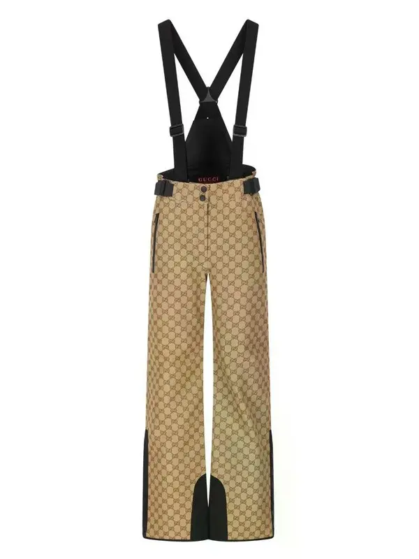 Gucci Gg Jacquard Braces Jumpsuit - Neutrals