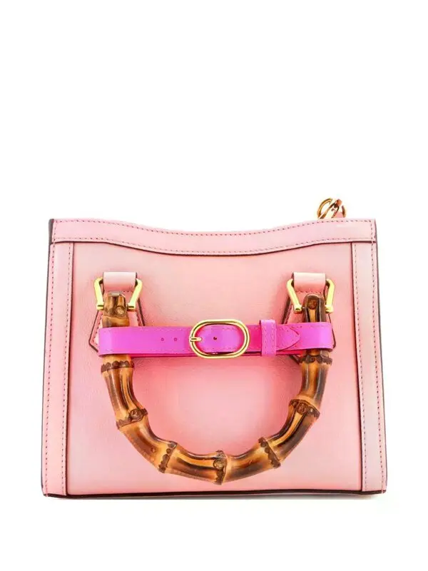 Gucci Diana Nm Bamboo Handle Tote Leather Mini Crossbody Bag - Pink