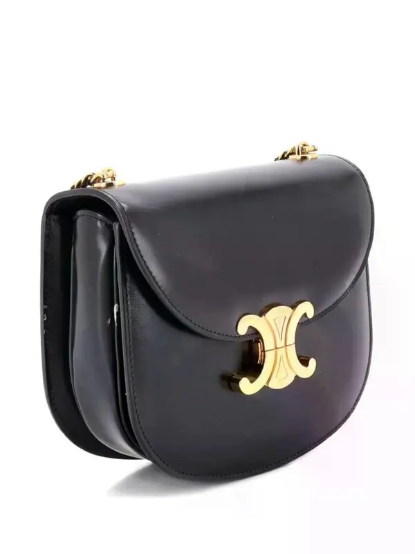 Celine Triomphe Besace Clea Chain Flap Bag - Black