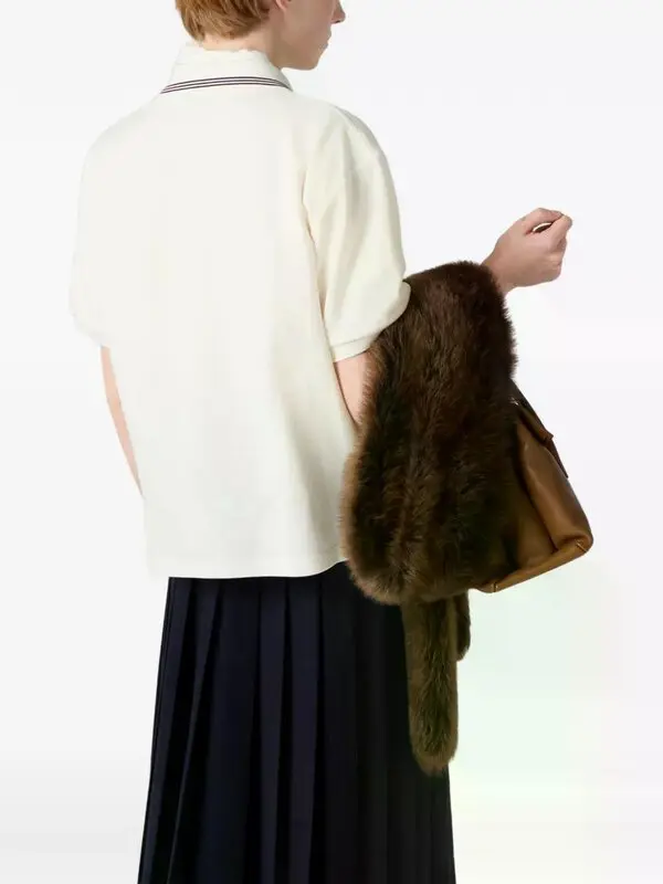 Miu Miu Ribbed Trim Zippered Polo