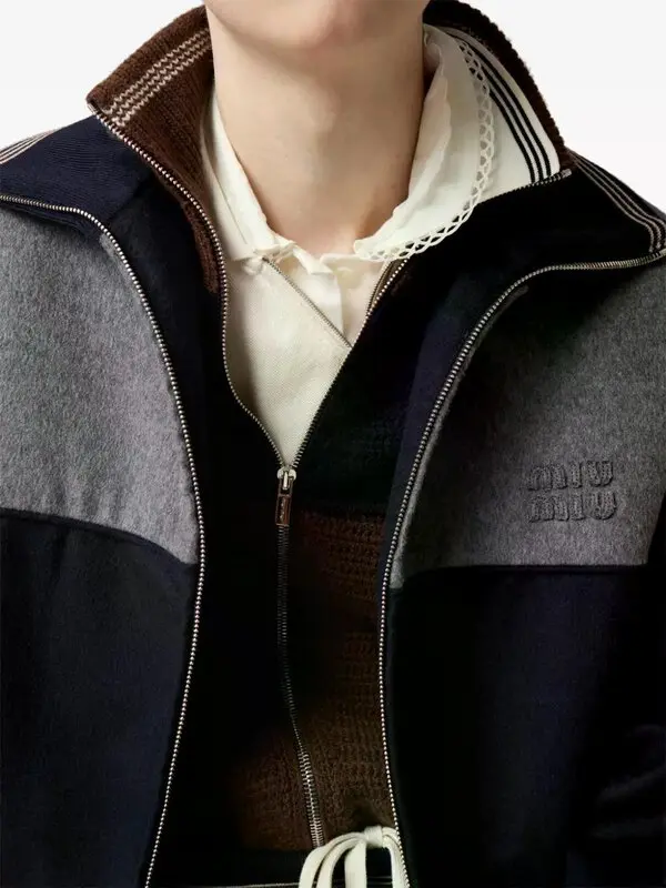 Miu Miu Ribbed Trim Zippered Polo