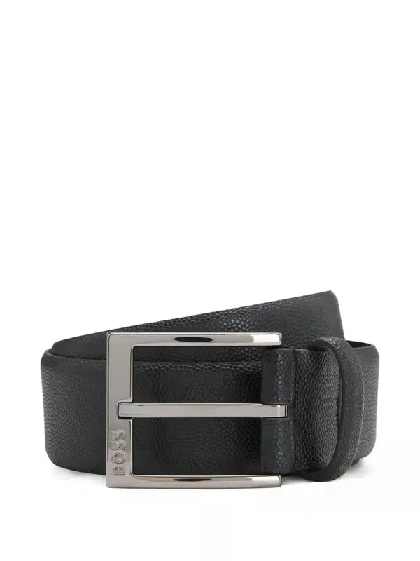 BOSS Logo-engraved Leather Belt - Black