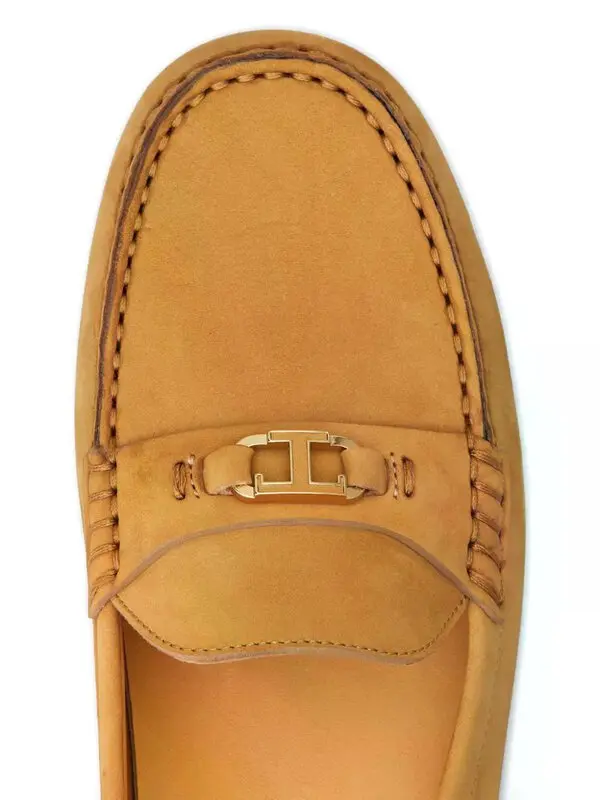 TOD'S T-buckle Topstitched Loafers - Brown