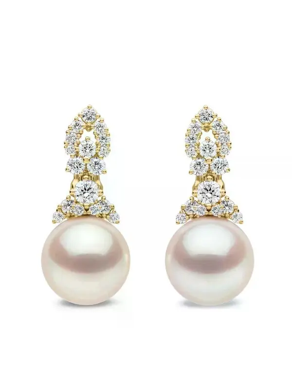 Yoko London Duchess Diamond And Pearl Earrings - Gold