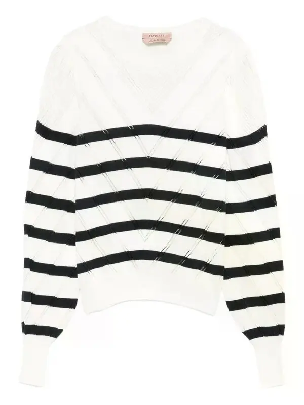 TWINSET Striped Sweater - White
