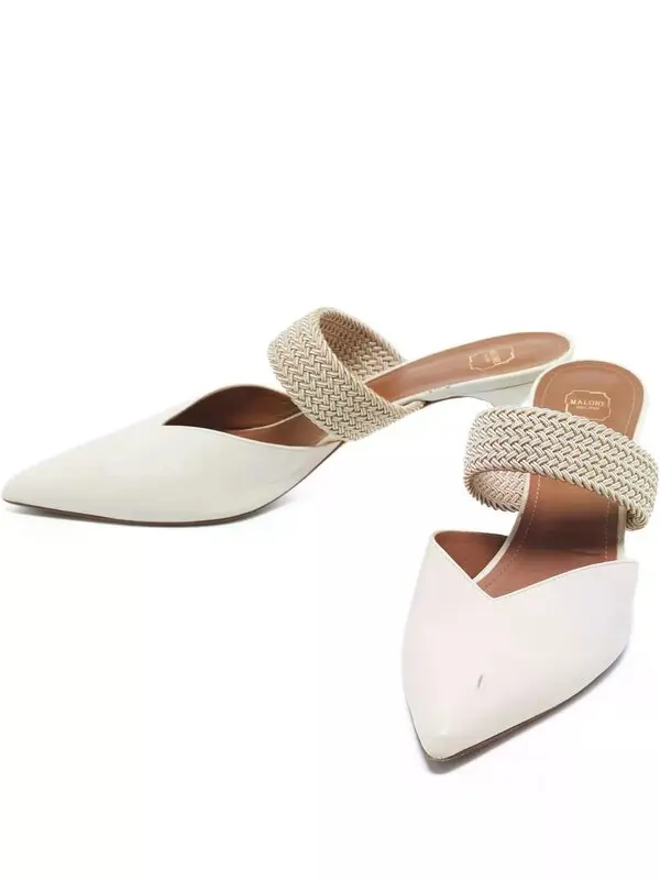 MALONE SOULIERS Maisie Woven Strap Pointed Mules - White