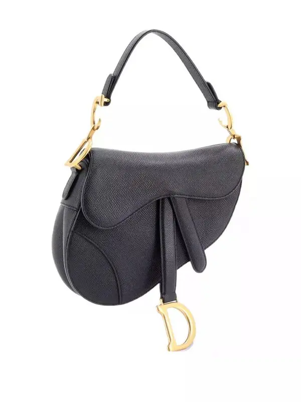 Dior Saddle Handbag With Strap Leather Mini Shoulder Bag - Black