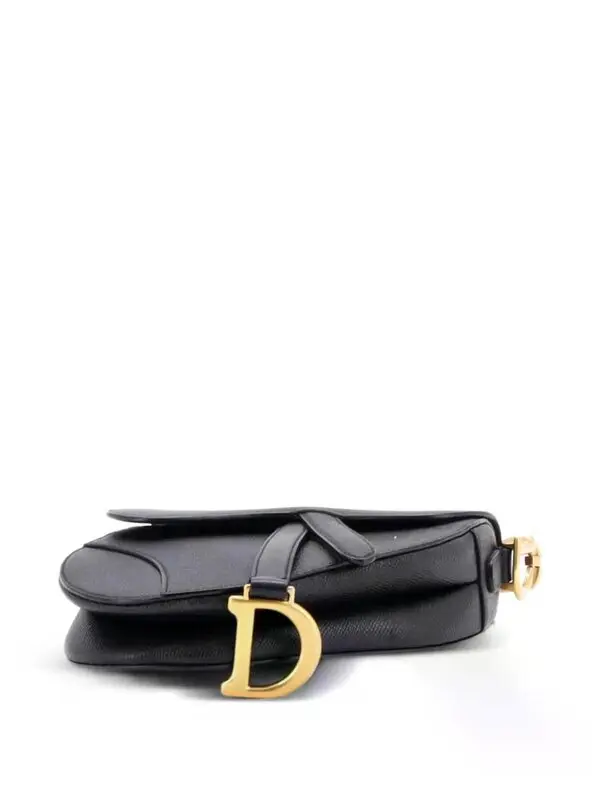 Dior Saddle Handbag With Strap Leather Mini Shoulder Bag - Black