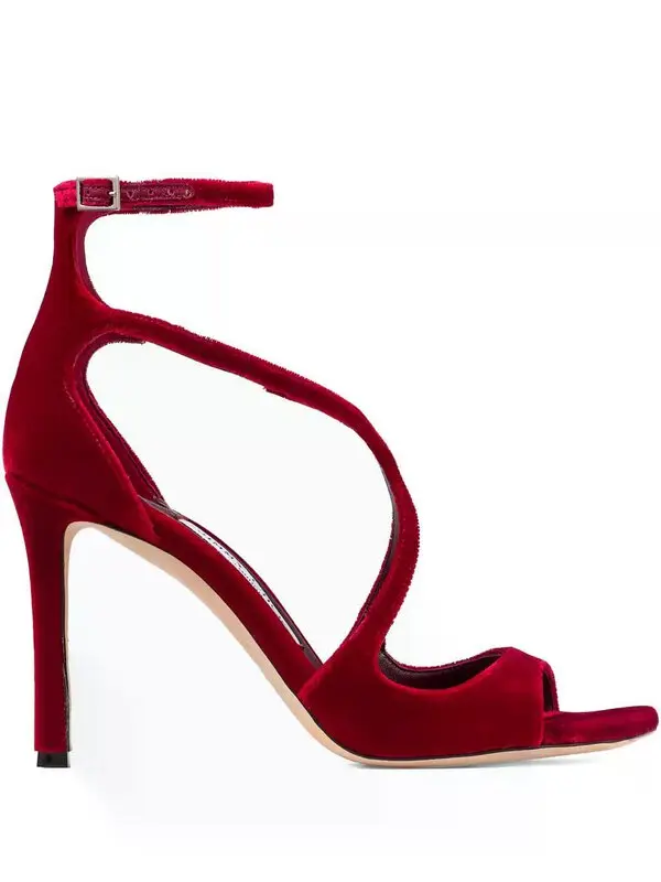 JIMMY CHOO Azia Velvet Sandals - Red