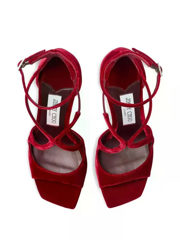 JIMMY CHOO Azia Velvet Sandals - Red