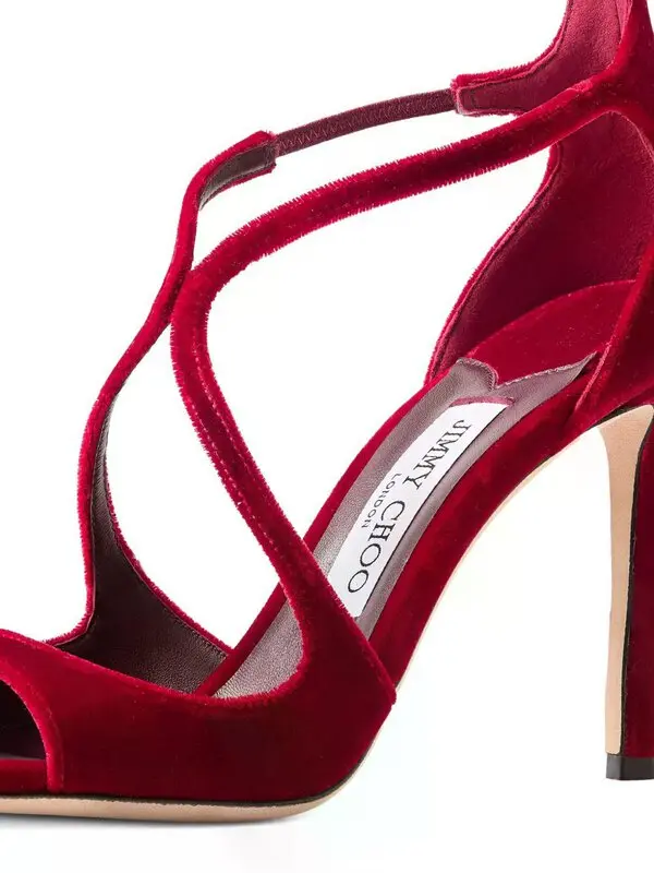JIMMY CHOO Azia Velvet Sandals - Red