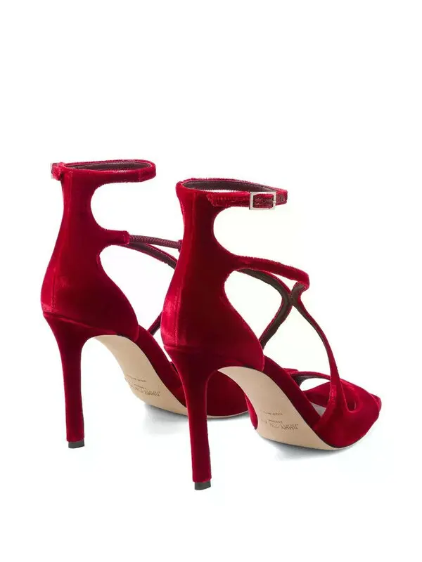 JIMMY CHOO Azia Velvet Sandals - Red
