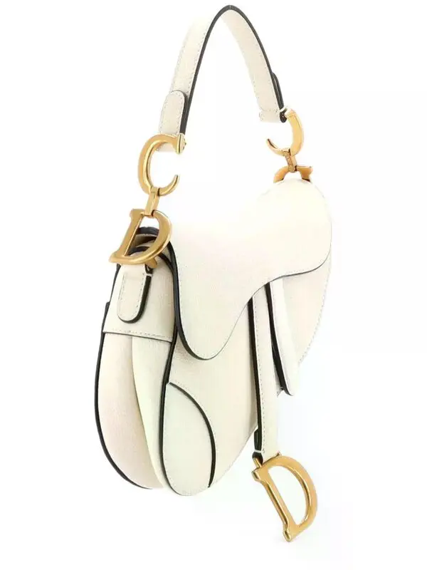 Dior Saddle Handbag Leather Mini Shoulder Bag - White