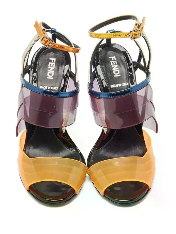 Fendi Iridia Leather Sandals - White