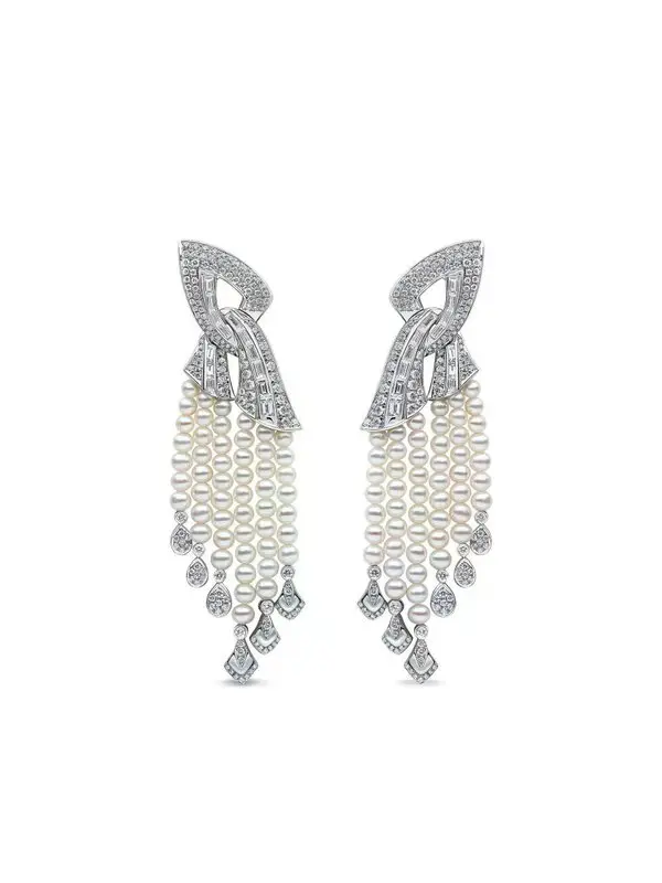 Yoko London Cleopatra Pearl And Diamond Drop Earrings - Silver