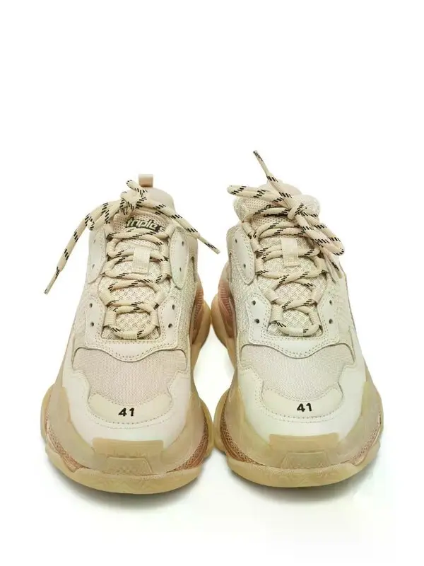 Balenciaga Triple S Leather Sneakers - Neutrals