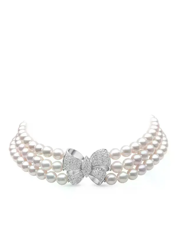 Yoko London Contessa Diamond And Pearl Choker - Silver