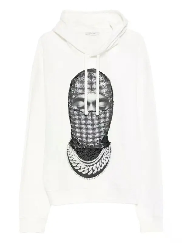 IH NOM UH NIT Crystal-embellished Printed Hoodie - White