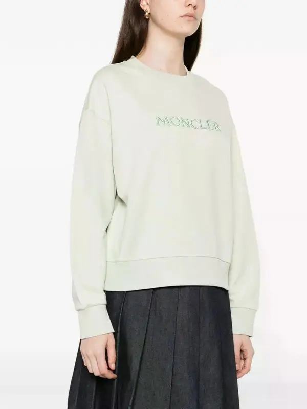 Moncler Embroidered Logo Cotton Sweatshirt - Green