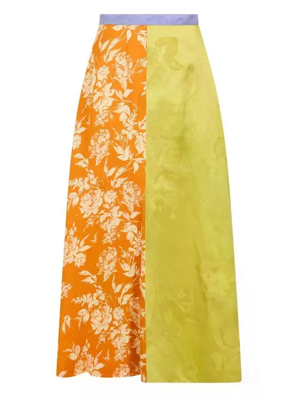 Rosie Assoulin Quartered Floral-jacquard A-line Midi Skirt - Orange
