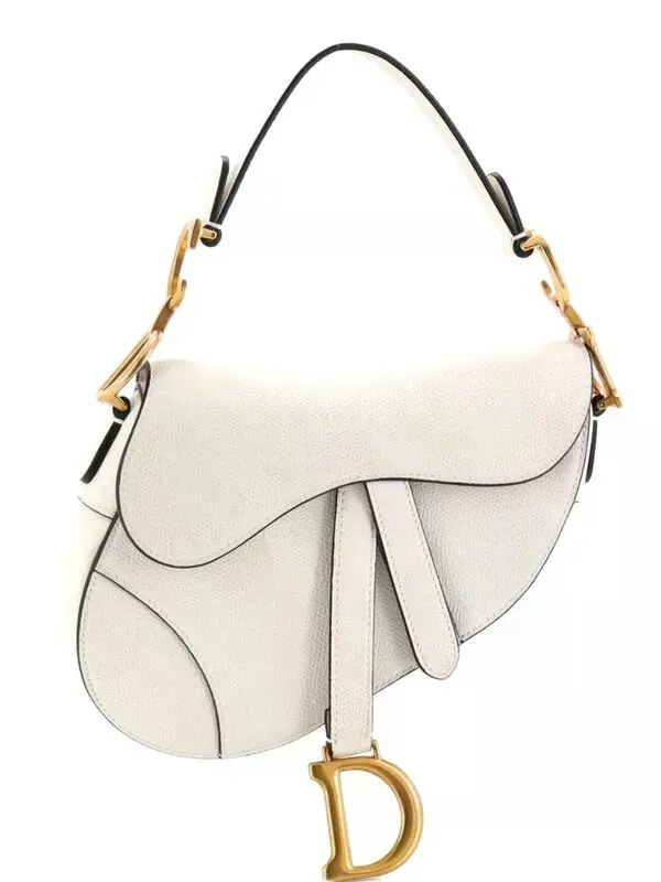 Dior Saddle Leather Mini Shoulder Bag - White
