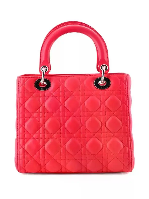 Dior Lady Cannage Quilt Lambskin Medium Satchel - Pink