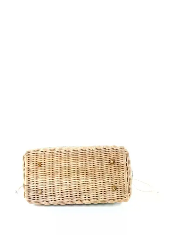 Dior Lady Wicker And Oblique Canvas Medium Tote Bag - Blue