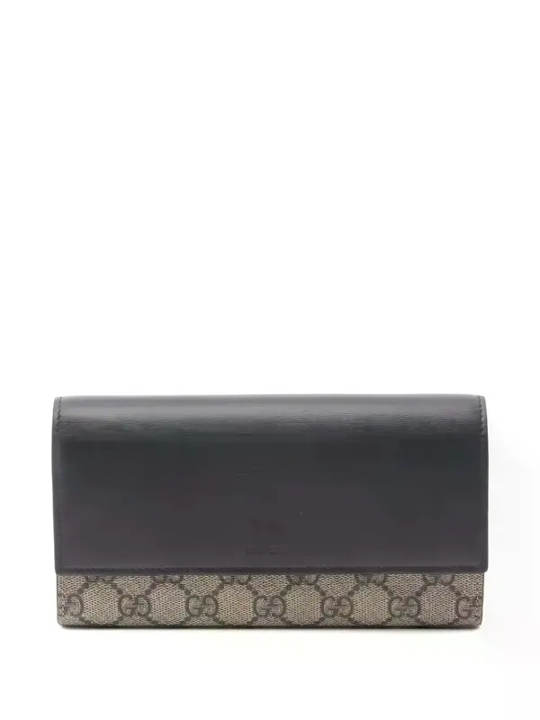 Gucci Gg Supreme Bi-fold Long Wallet - Black