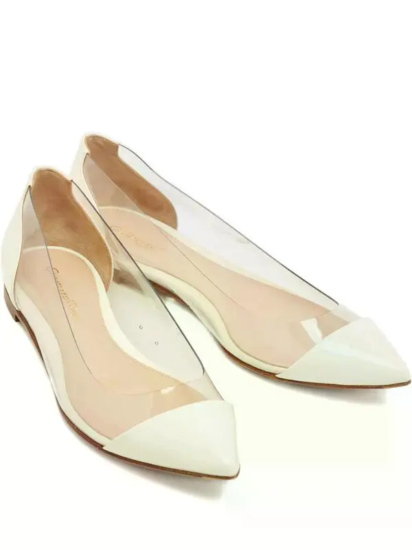 GIANVITO ROSSI Plexi Patent-leather Ballet Flats - White